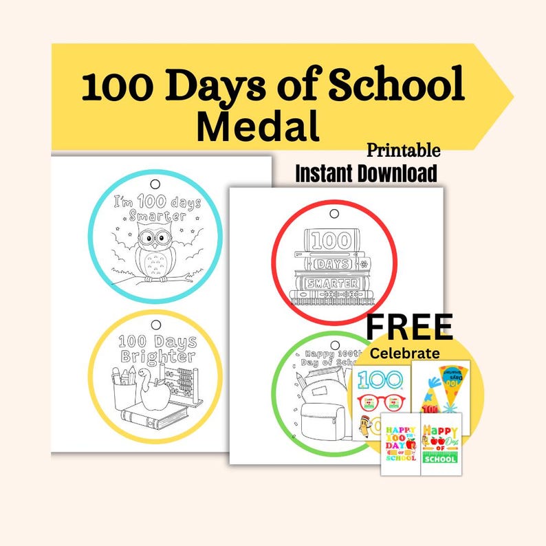 100 Days of School Packet FREE Glasses, Hats Printable Worksheet ...