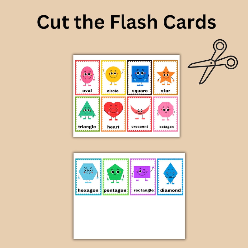 Shapes Printable Flash Cards Educational Downloadable Cards Print ...