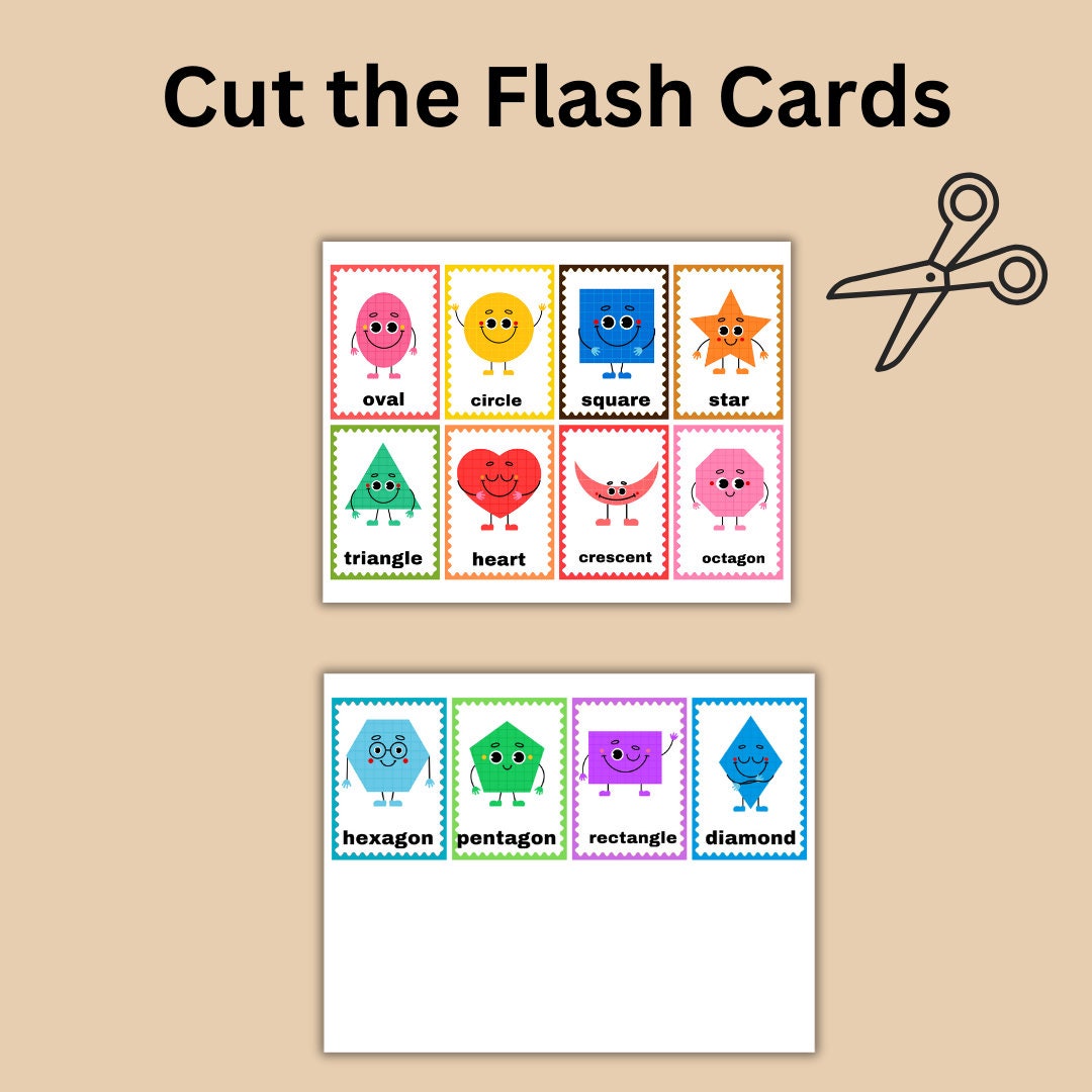 Shapes Flash Cards Printable: Educational Learning Cards (PNG) - Etsy