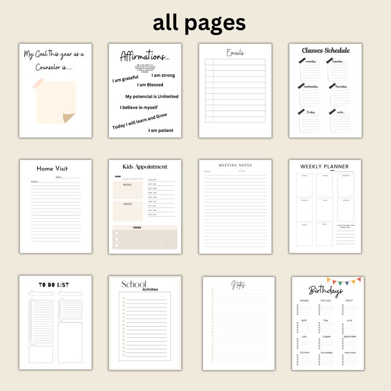 Counselor Printable Planner Digital School Counselor Weekly Planner ...