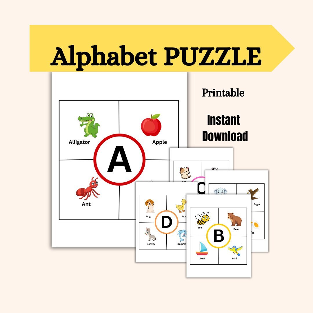 Alphabet Worksheet Pdf Puzzle Engaging Learning Activity Kids Digital ...