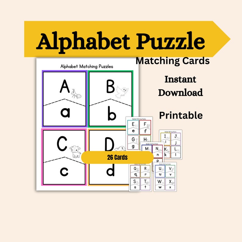 Alphabet Matching Puzzle Printable Letters Download Pre-k Puzzle Game ...