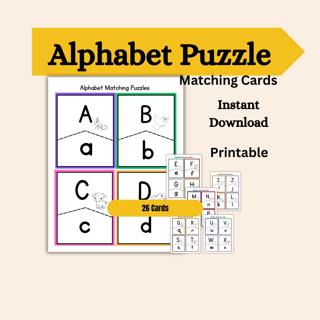 Alphabet Matching Puzzle Printable Letters Download Pre-k Puzzle Game ...