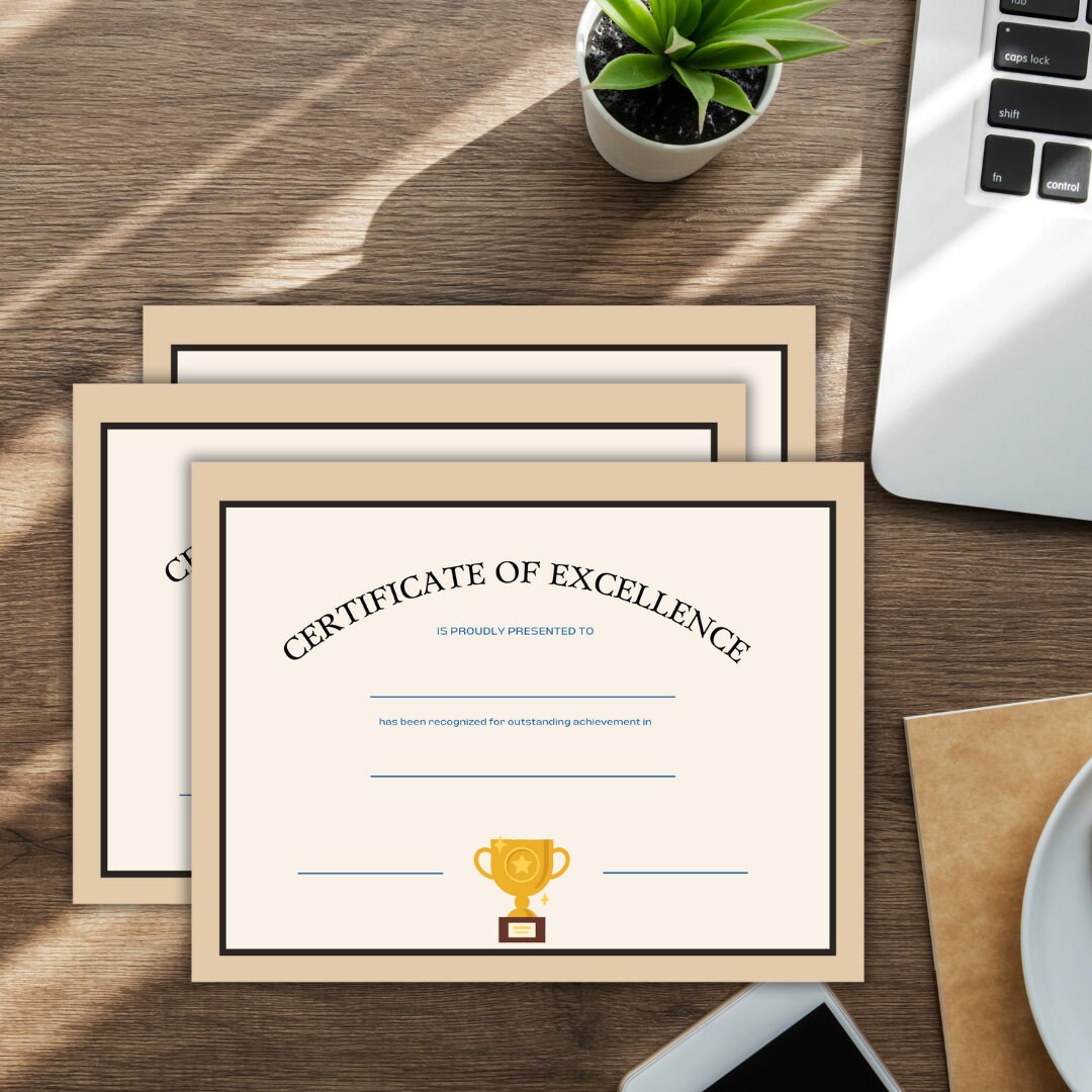 Certificate of Excellence Printable: Kids School Graduation Pdf Digital ...