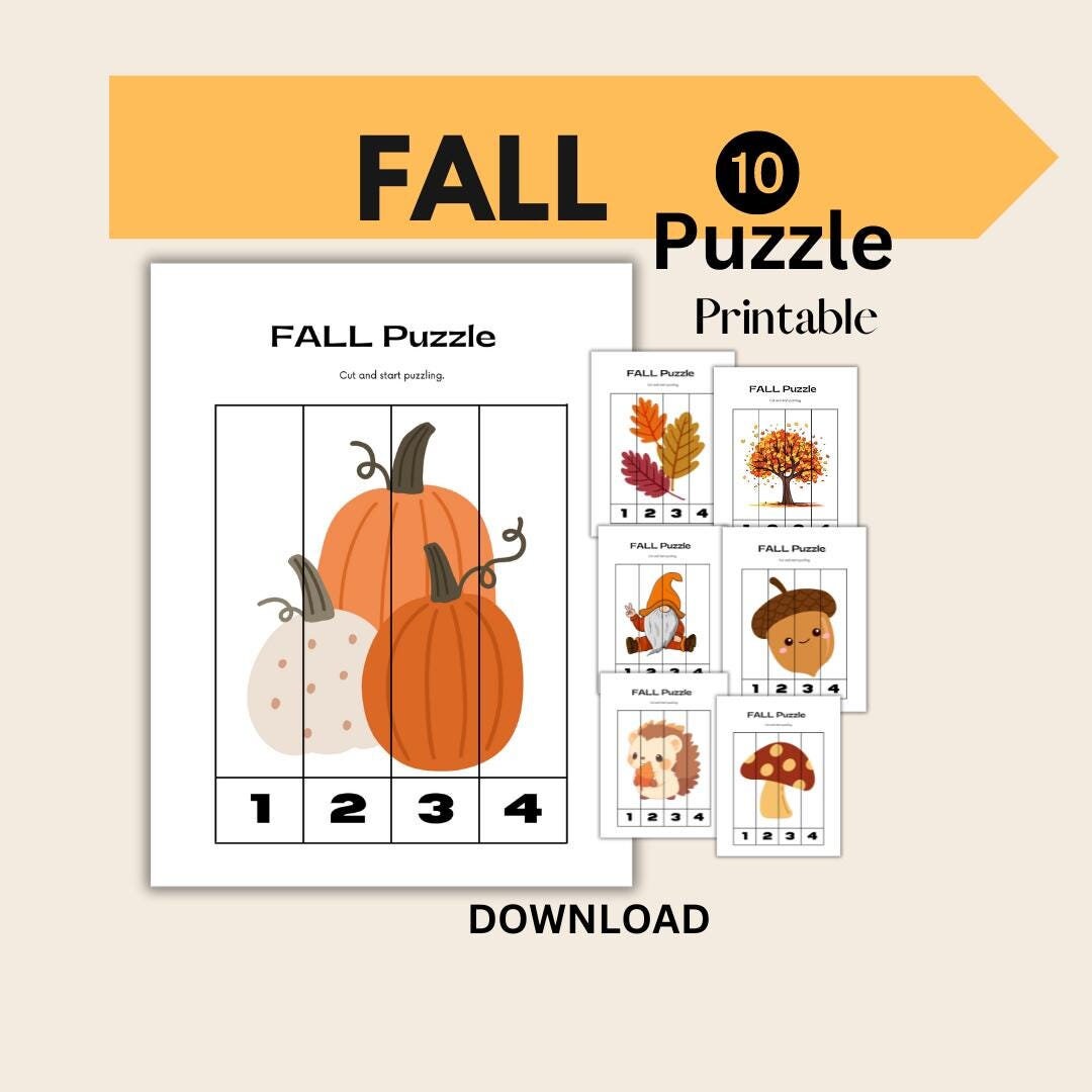 Fall Activity for Kids Printable Homeschool Puzzles Learning ...