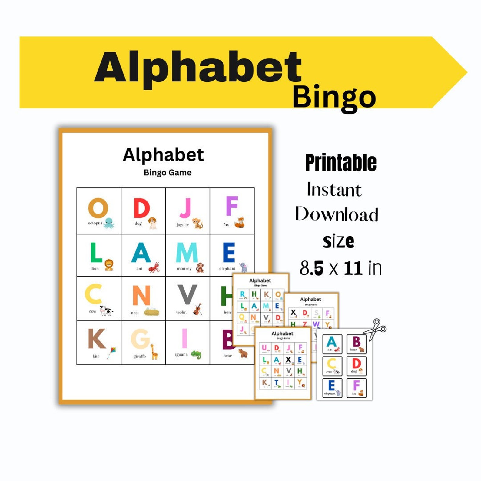 Alphabet Bingo Printable Letters Play Bingo Download ABC Print ...