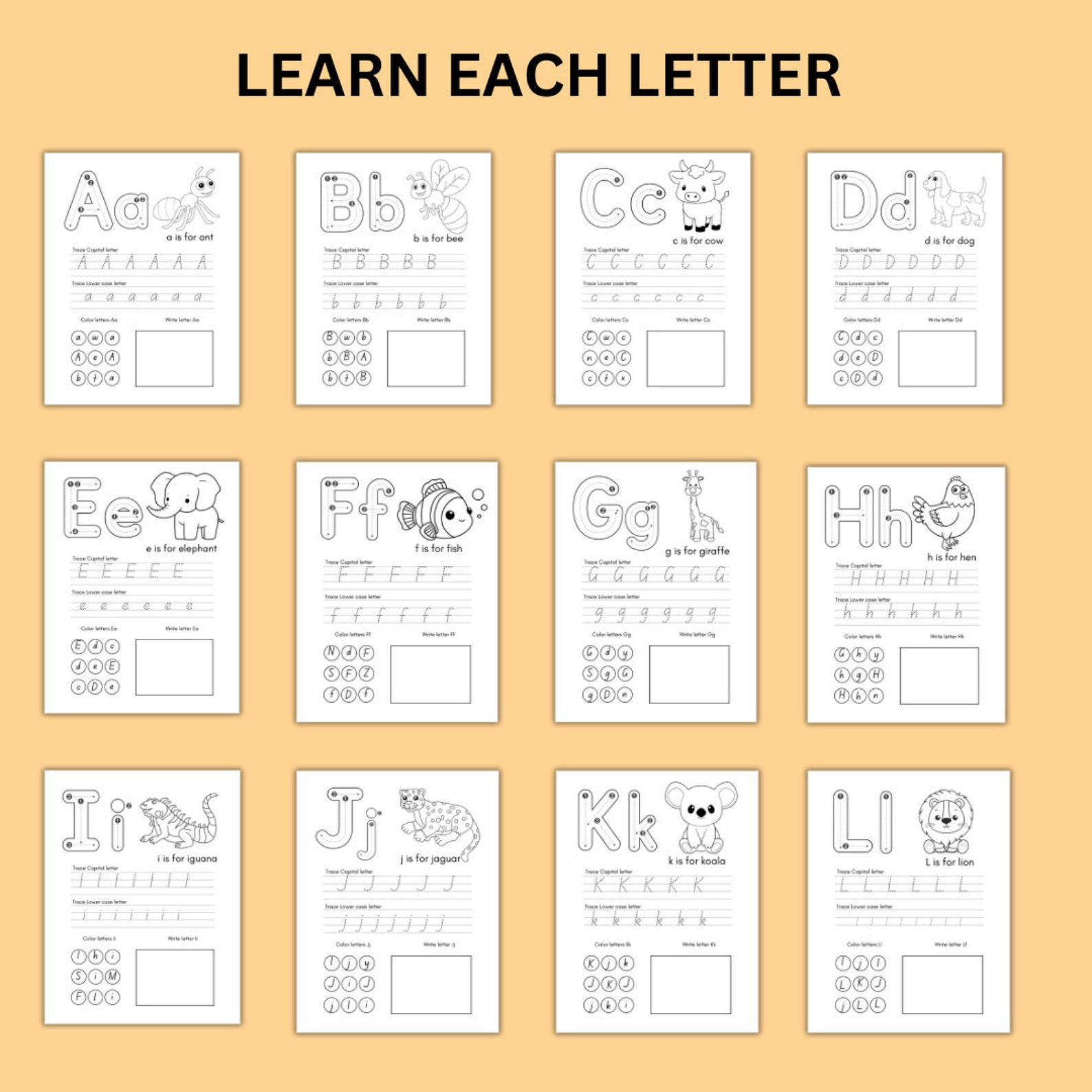 Alphabet Letters A to Z Printable and Downloadable, Learn, Write, Trace ...