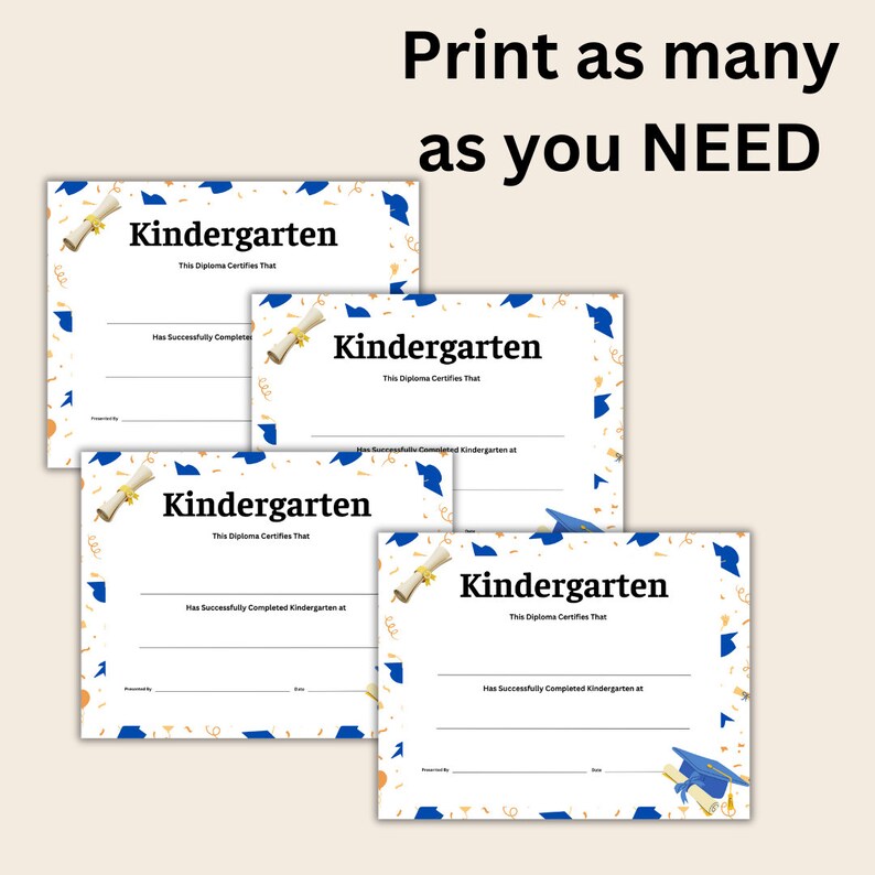 Kindergarten Certificate Printable: End of Year Celebration (PDF, PNG ...