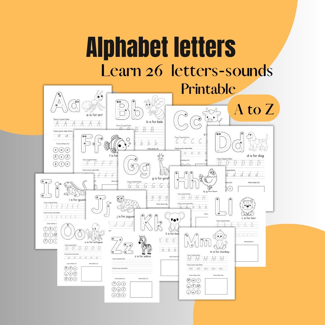 Alphabet Letters A to Z Printable and Downloadable, Learn, Write, Trace ...
