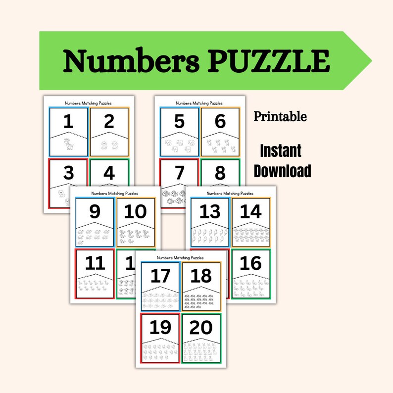 Digital 1 to 20 Numbers Matching Puzzle Download Counting Numbers Print ...