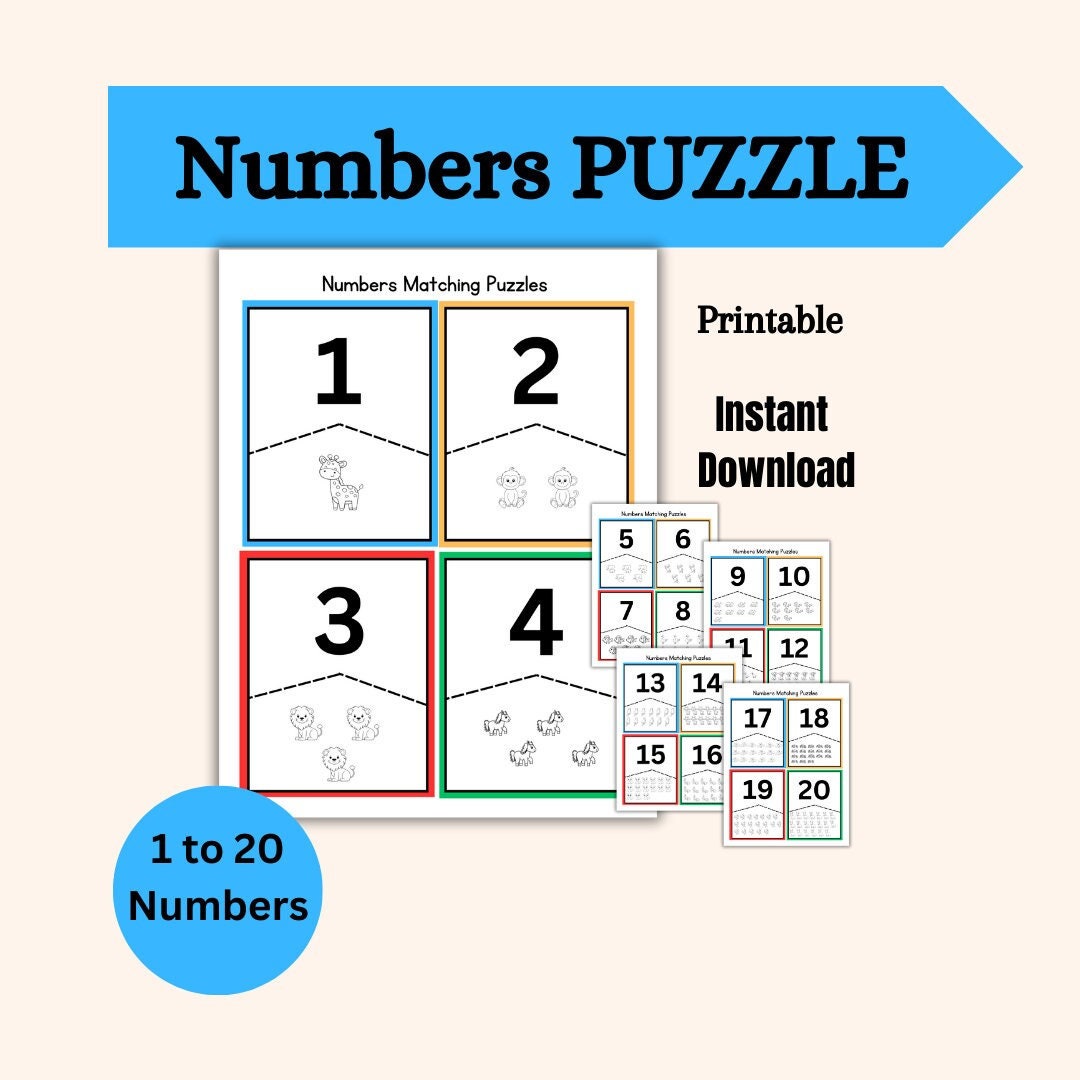 Digital 1 to 20 Numbers Matching Puzzle Download Counting Numbers Print ...