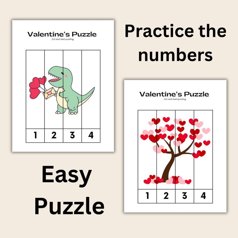 Valentines Puzzle for Kids Printable Valentines Puzzle for Kinder ...