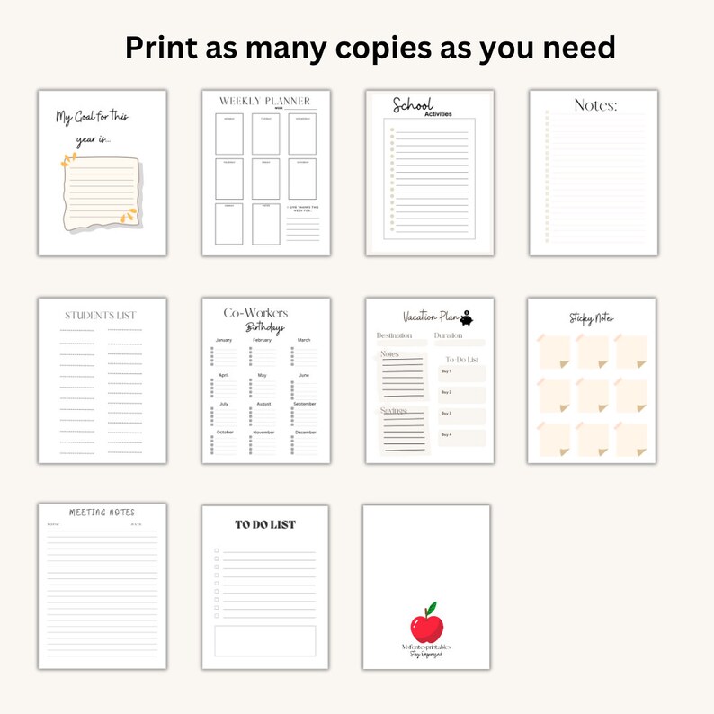 Teacher Printable School Planner Organized School Activities ...