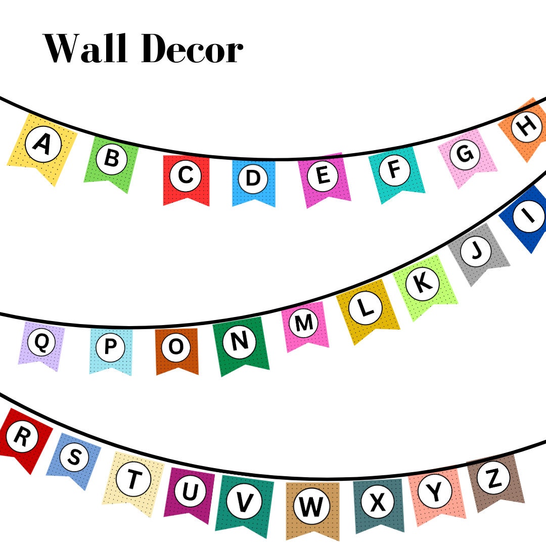 ABC Printable Classroom Flags Decor Playroom for Kids Letters Practice ...