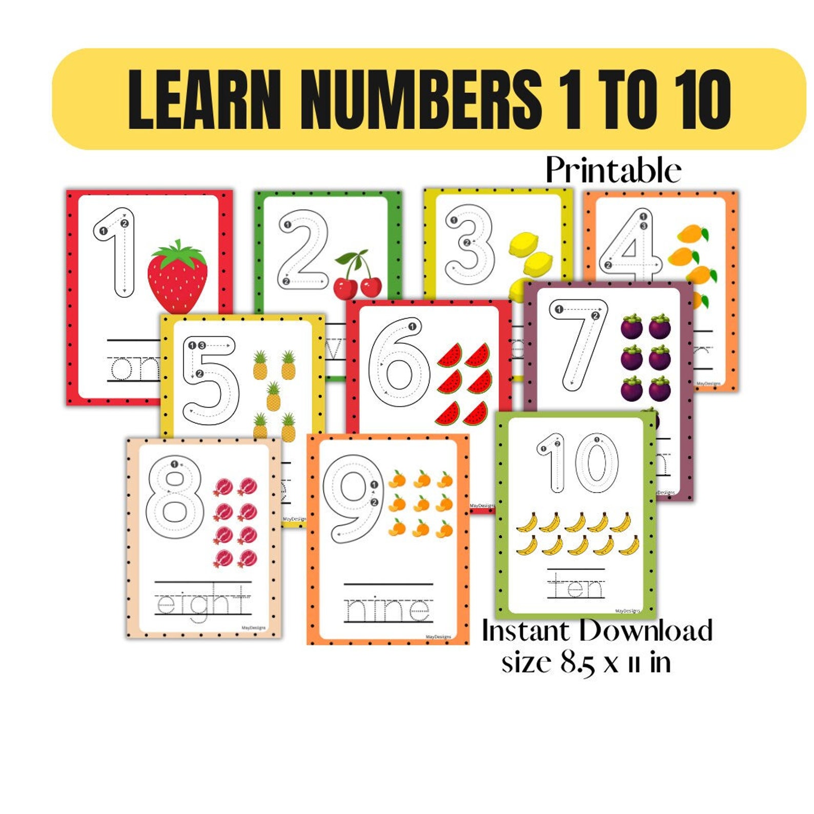 Numbers 1 to 10 Printable Worksheet Students Learning Educational ...
