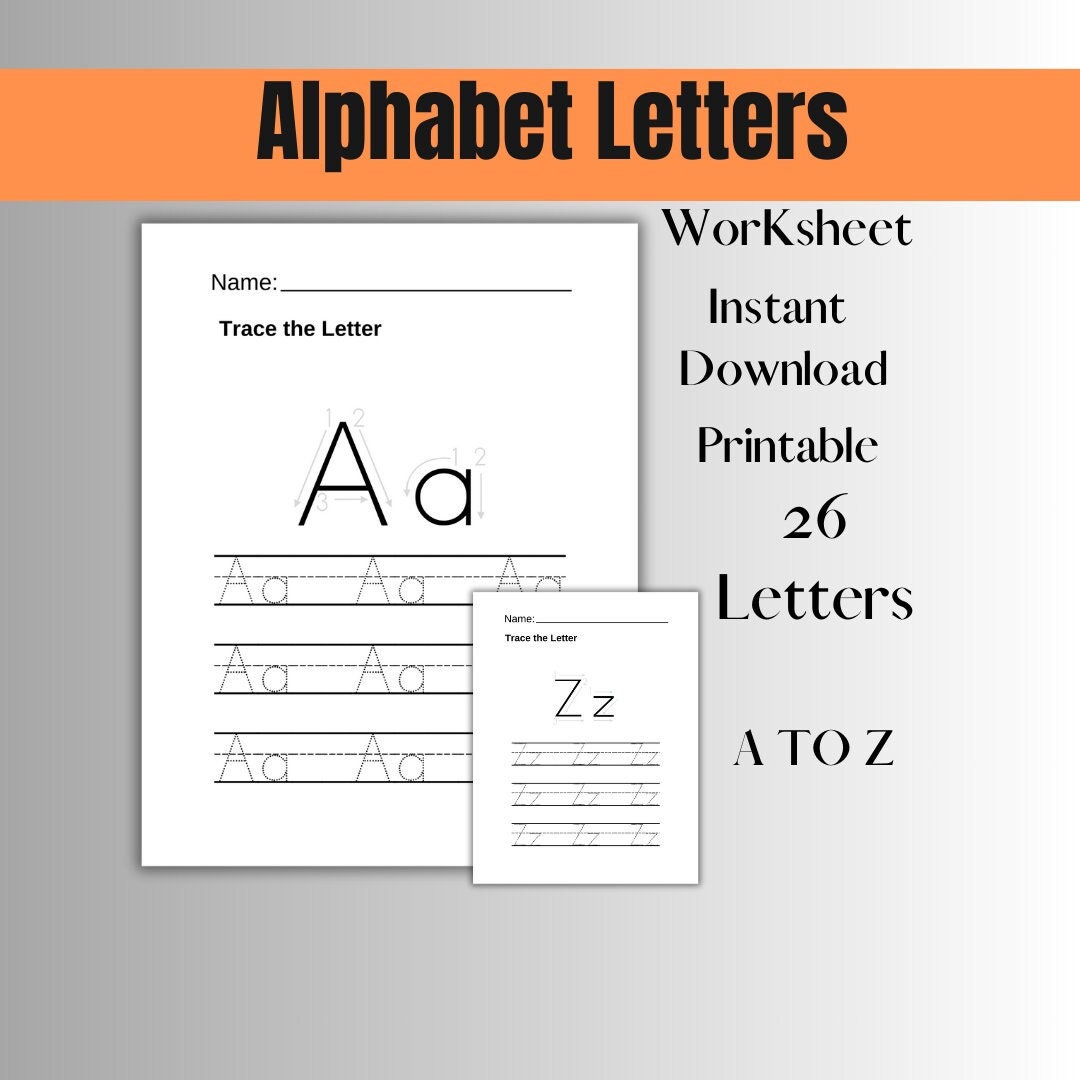 Alphabet Letters A to Z Printable and Downloadable Learn Write Trace ...