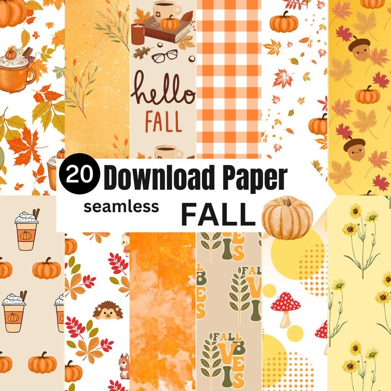 Boho Printable Seamless Fall Patterns Download Autumn Png Pages Fall ...