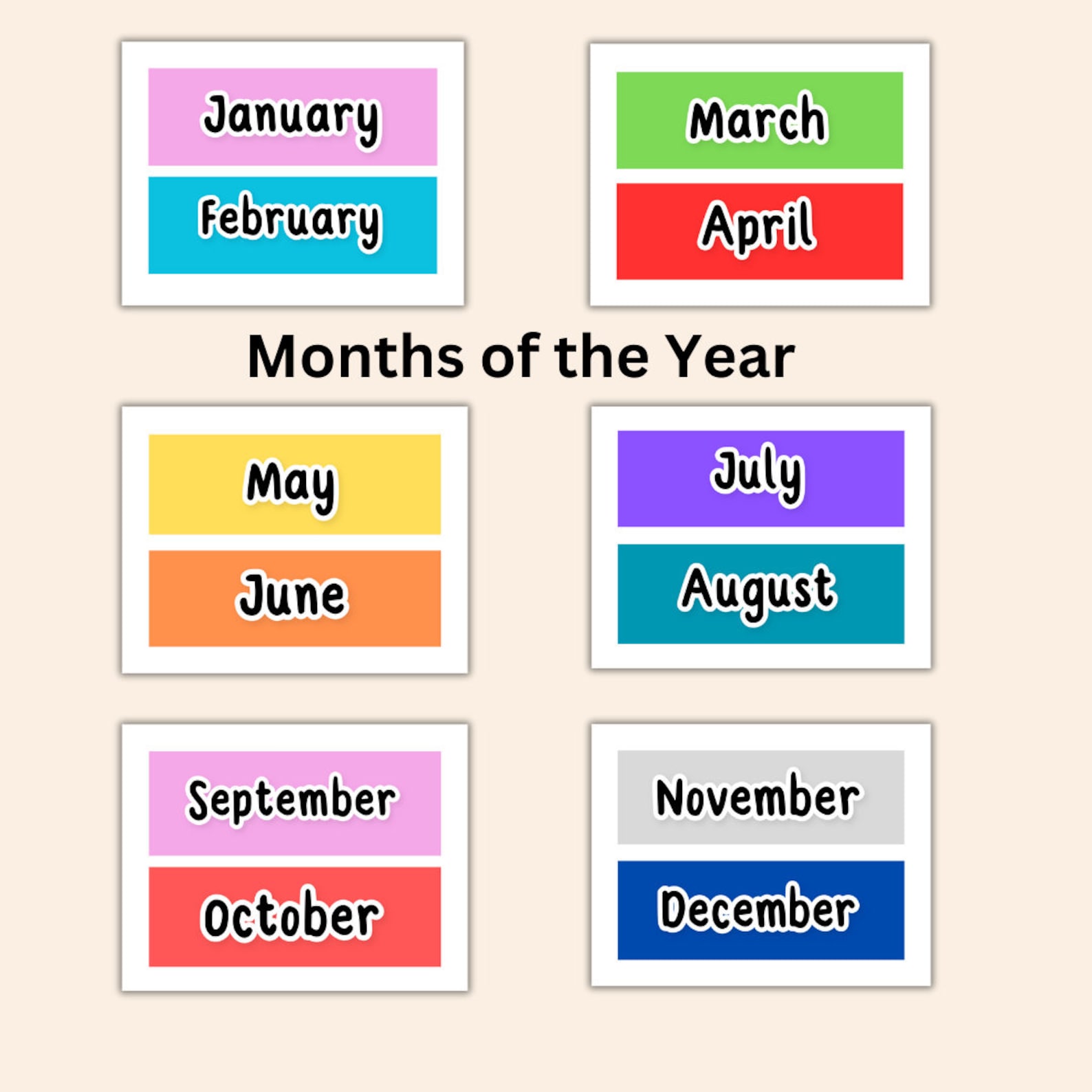 12 Months of the Year Printable Worksheet Educational Material Download ...