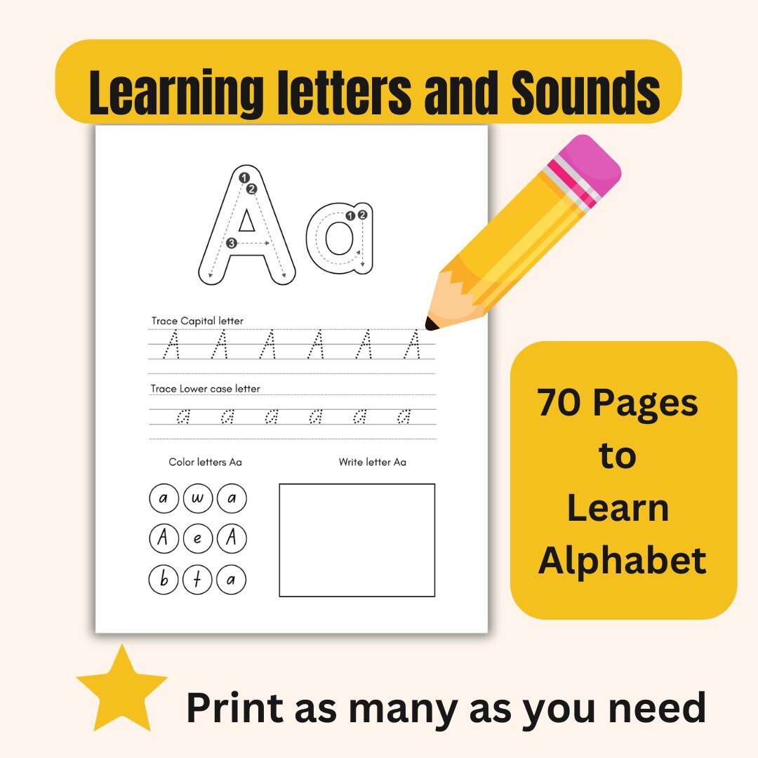 Printable 26 Alphabet Letters Book Early Learning Resources Tracing ...