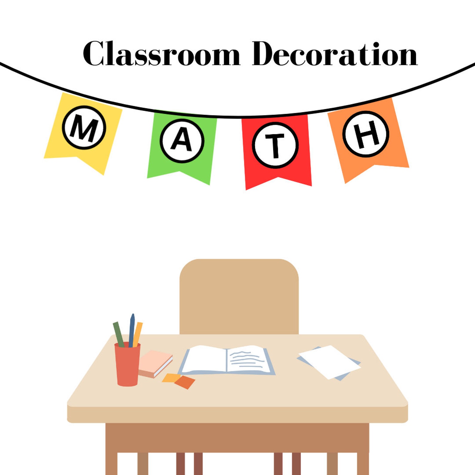 Math Sign Printable Flags Downloadable Classroom Flags Decor Print ...