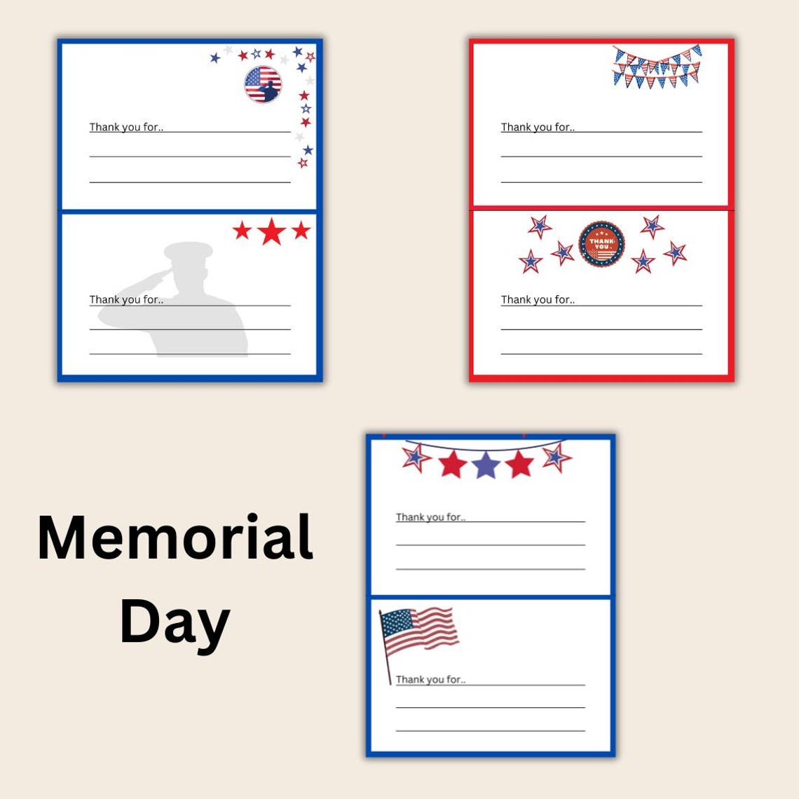 Veterans Day Printable Cards Give Gratitude This Memorial Day Cards for ...