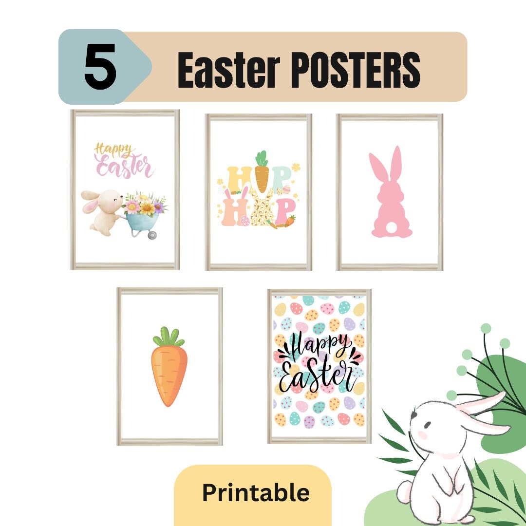 5 Easter Printable Wall Art Classroom Easter Prints Home Easter ...