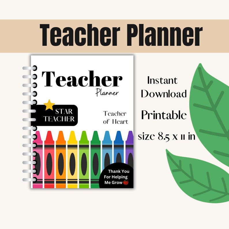 Printable Planner Teacher Downloadable Organized School Activities ...