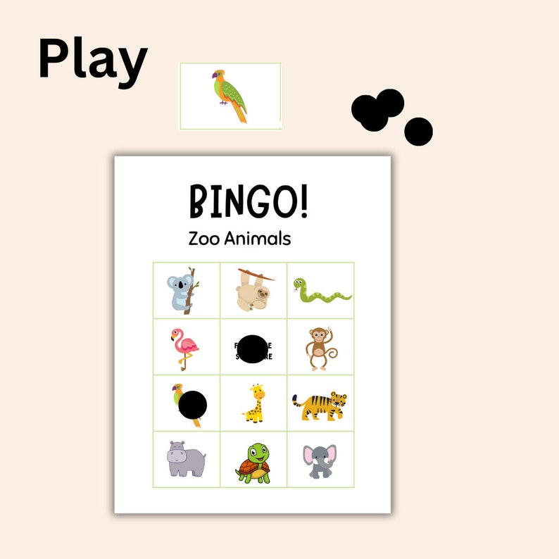 Zoo Animals Bingo Printable Game Download Bingo Cards Kids Fun Bingo ...