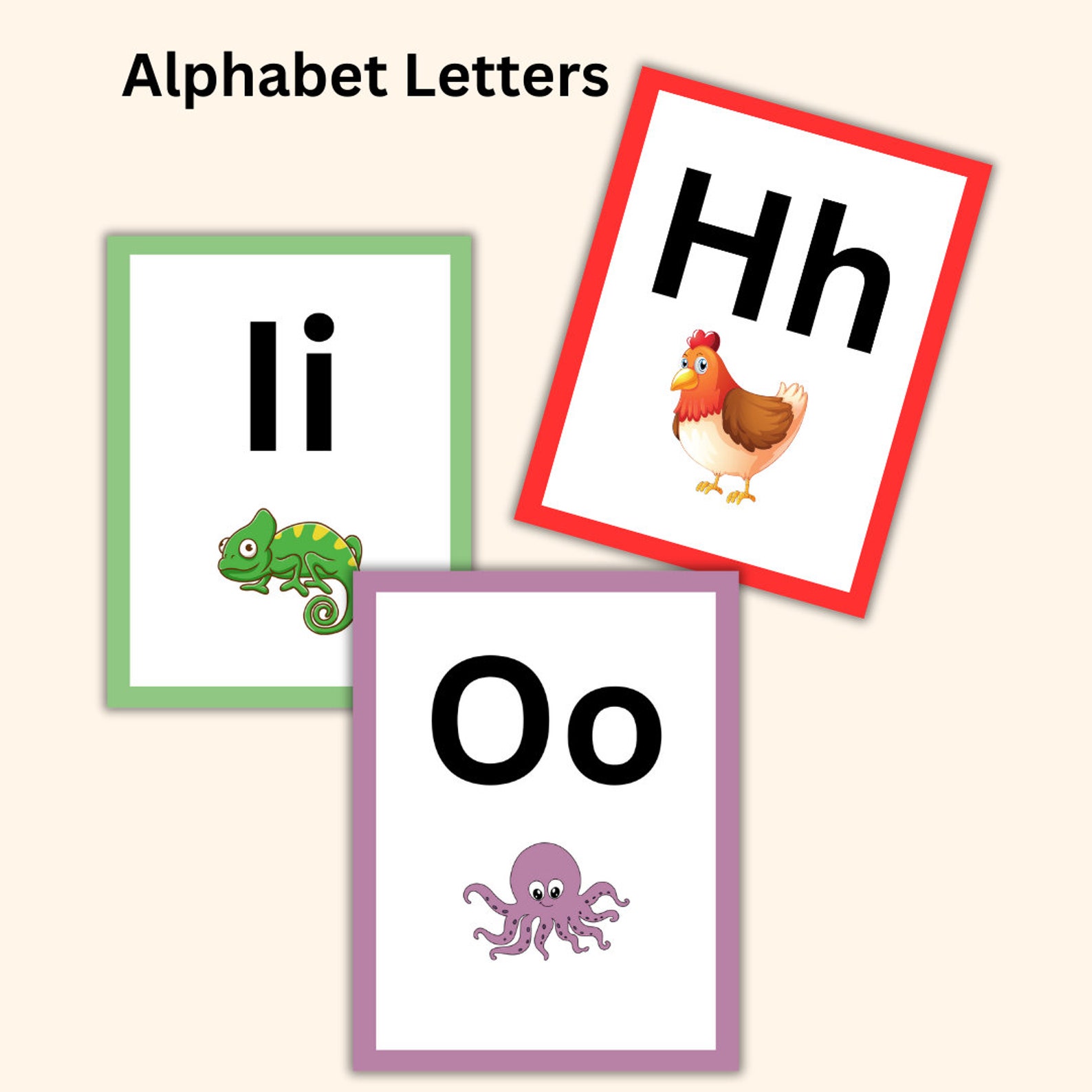 Alphabet Printable US Letter Cards Educational Students Cards A to Z ...