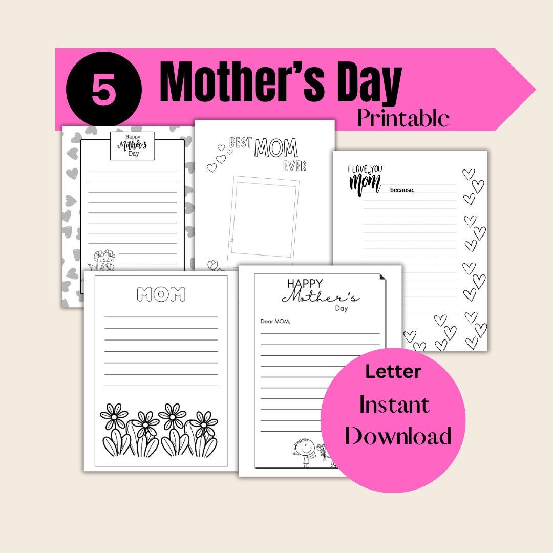 Mother's Day Letter Coloring Pictures Kids Craft Mother's Gift ...