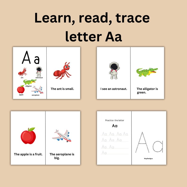 Letter Aa Printable Educational Book Kindergarten Print Letter ...