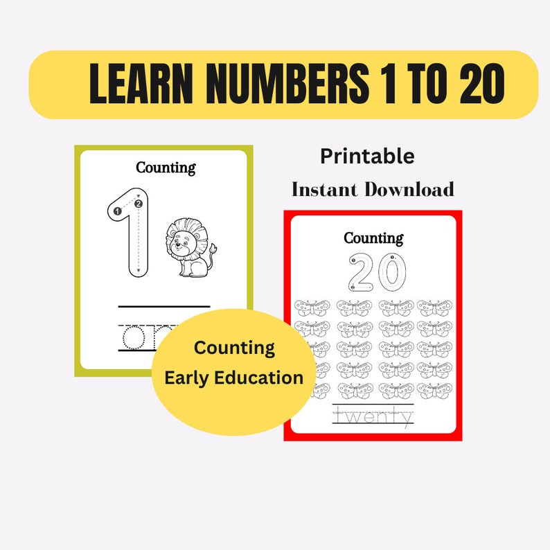 Number Tracing Worksheet 1-20: Fun Learning Activity Printable Kids ...