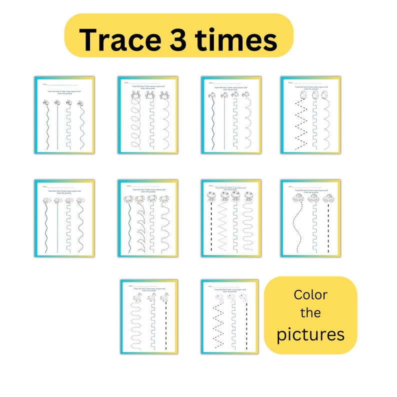 Motor Skills Tracing Worksheet: Preschool Printable Kids Practice ...
