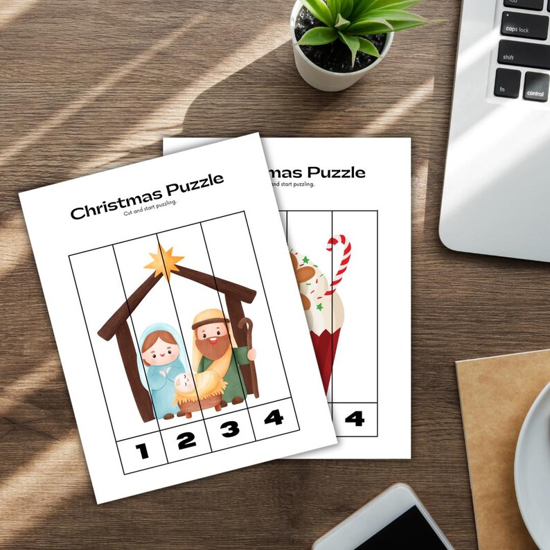 Christmas Puzzle Digital Printable Worksheet Kids Packet Downloadable ...