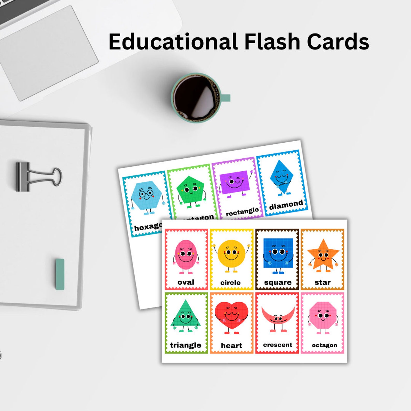 Shapes Flash Cards Printable: Educational Learning Cards (PNG) - Etsy