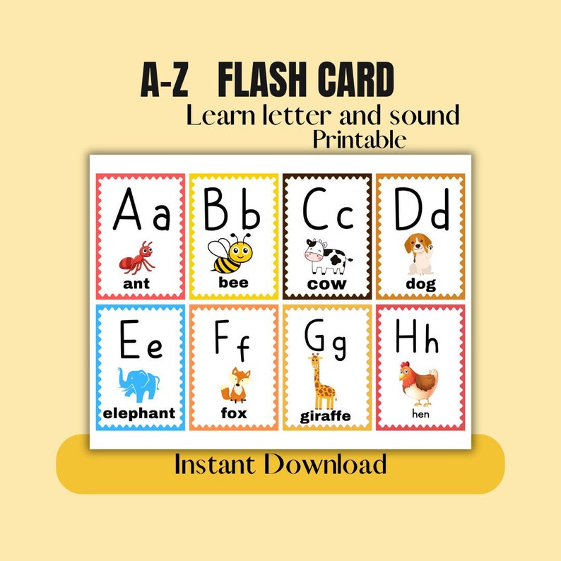 Alphabet Flash Cards Printable and Downloadable, Learn Letters and ...