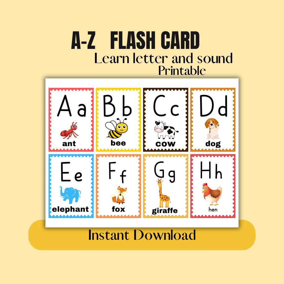 Alphabet Printable Flash Cards Prints Downloadable Letters Flash Cards ...