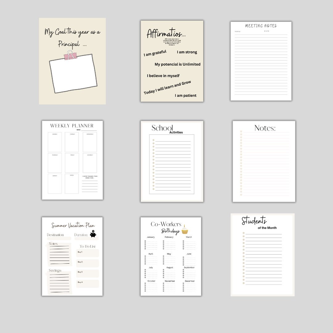 Principal Planner Printable: School Activity Weekly Organizer Pdf ...