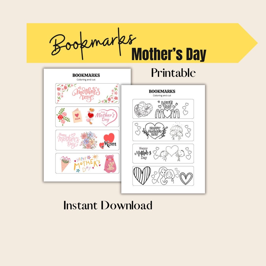 Mother's Day Printable Bookmark Gift for Her Mom's Day School Mom ...