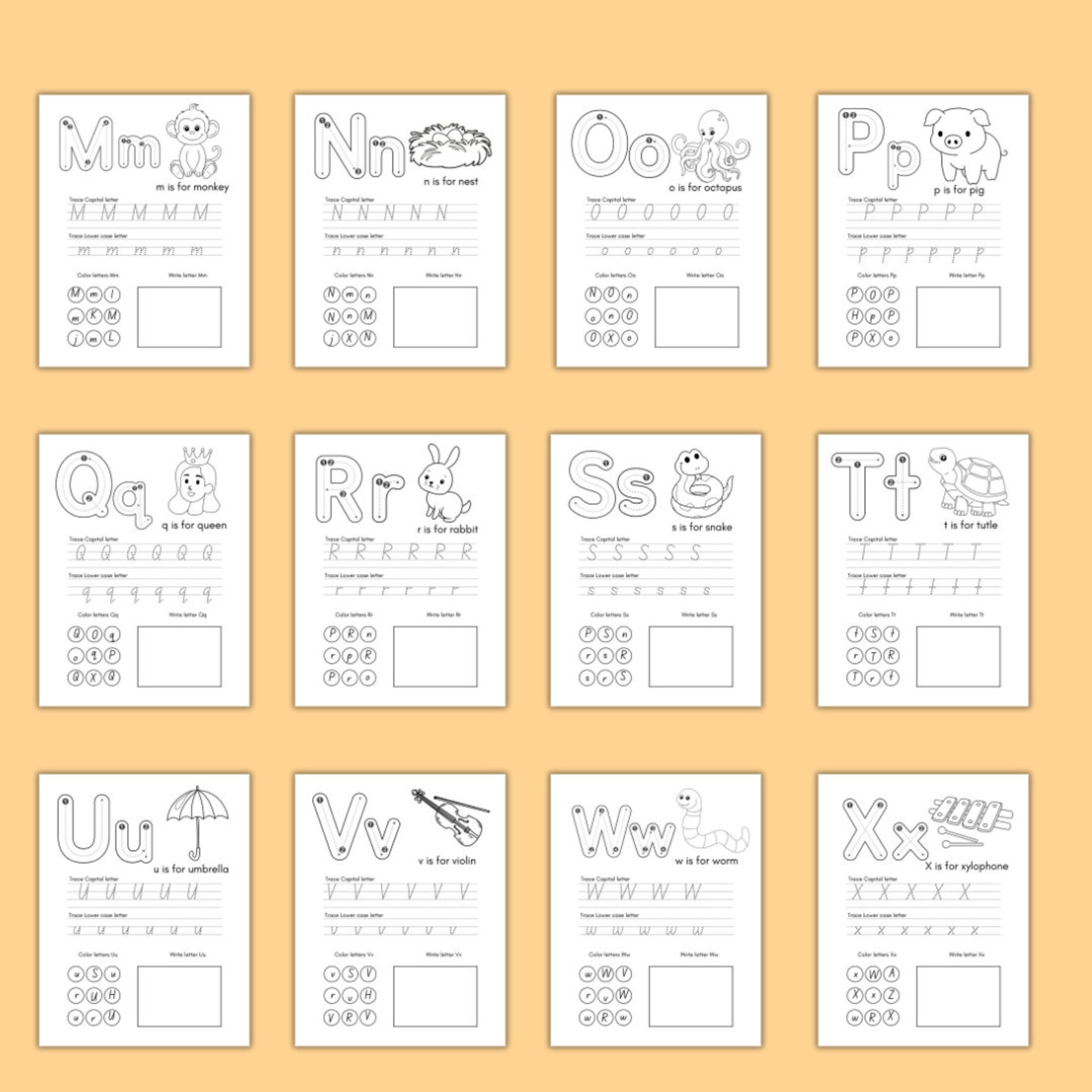 Alphabet Letters A to Z Printable and Downloadable, Learn, Write, Trace ...