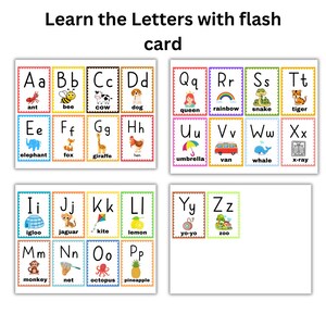 Alphabet Flash Cards A-Z Printable Learning Digital Download Colorful ...