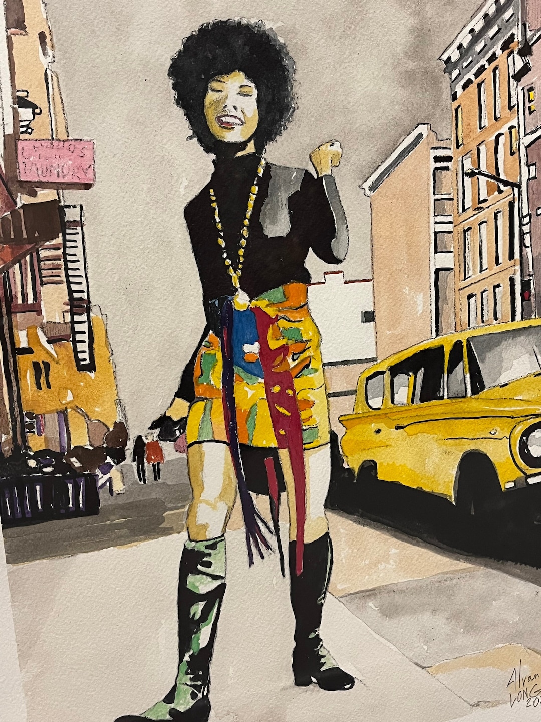 Betty Davis Mademoiselle Mabry Original Watercolor Alvan Long 2023 - Etsy