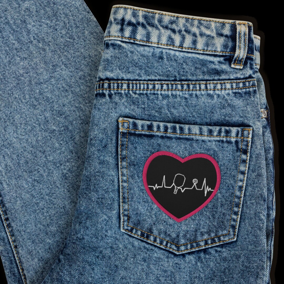 Pickleball Heartbeat Heart Iron-on or Sew-on Embroidered Patches — 3.1 ...
