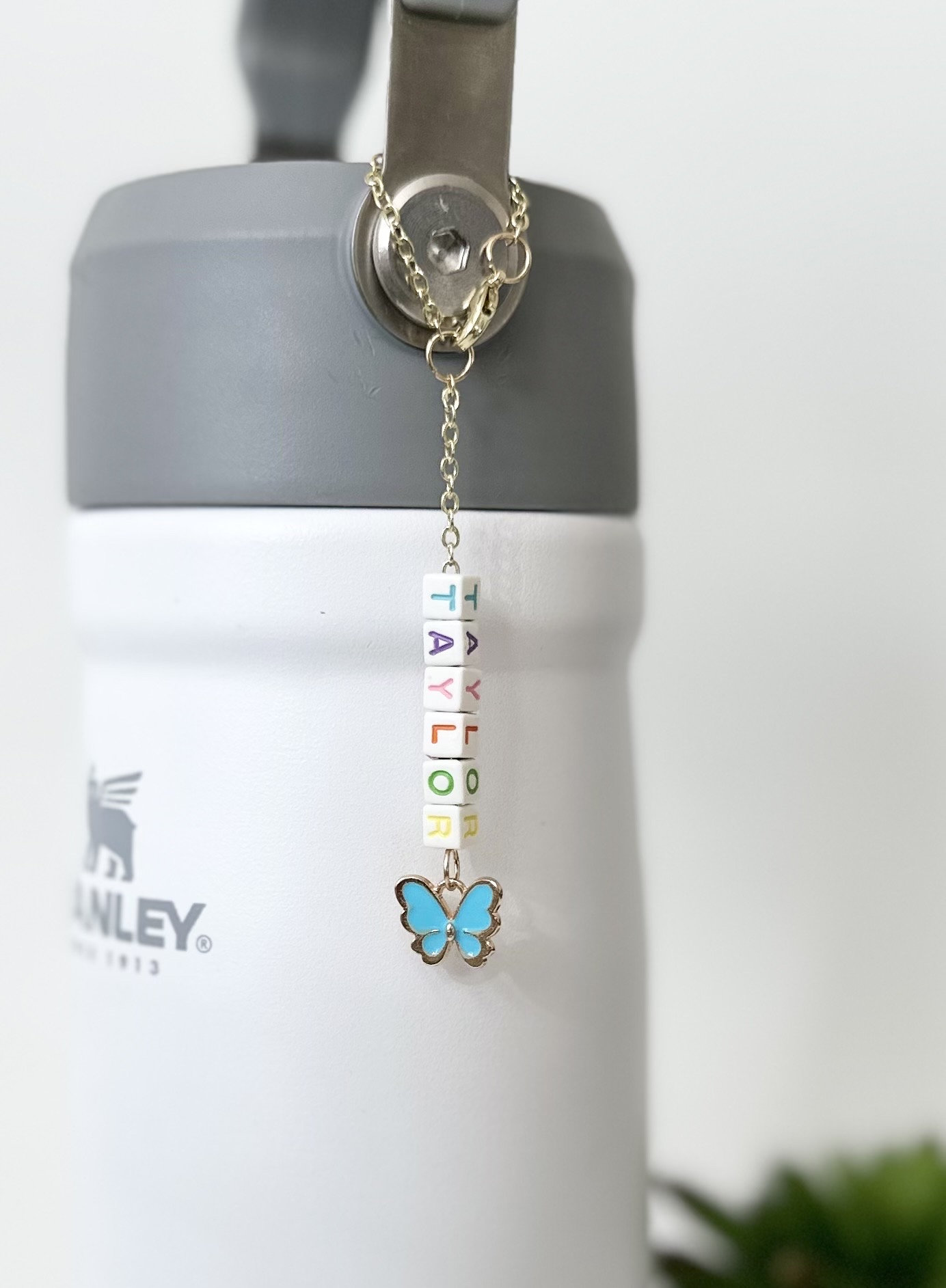 Customized Reusable Water Bottle Cup Charm With Rainbow Letter Beads ...