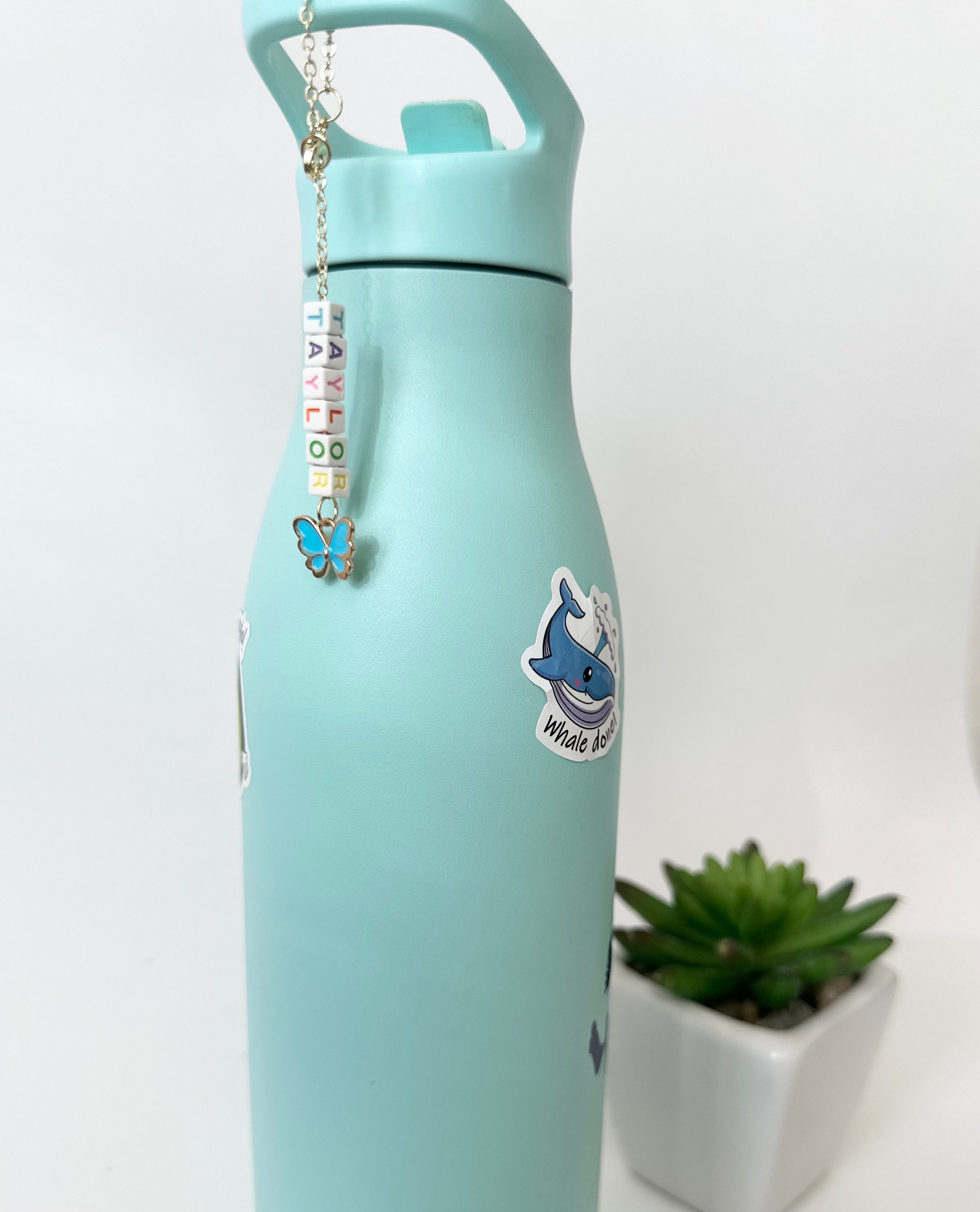 Customized Reusable Water Bottle Cup Charm With Rainbow Letter Beads ...