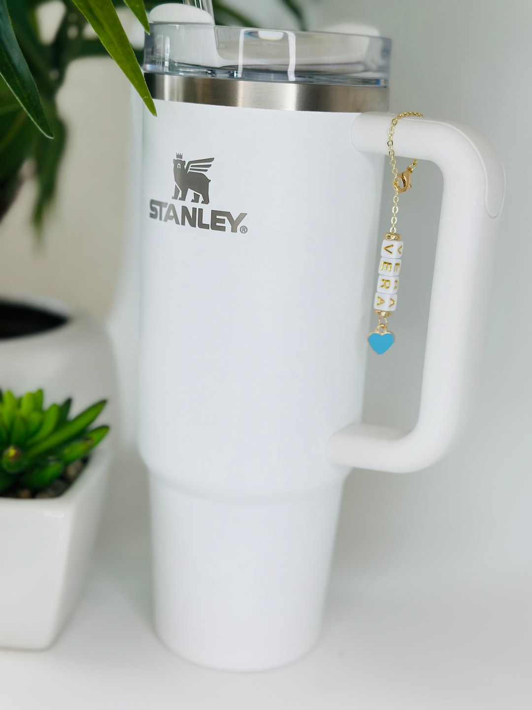 Customized Gold Stanley Cup Charm With Colored Heart Charm - Etsy