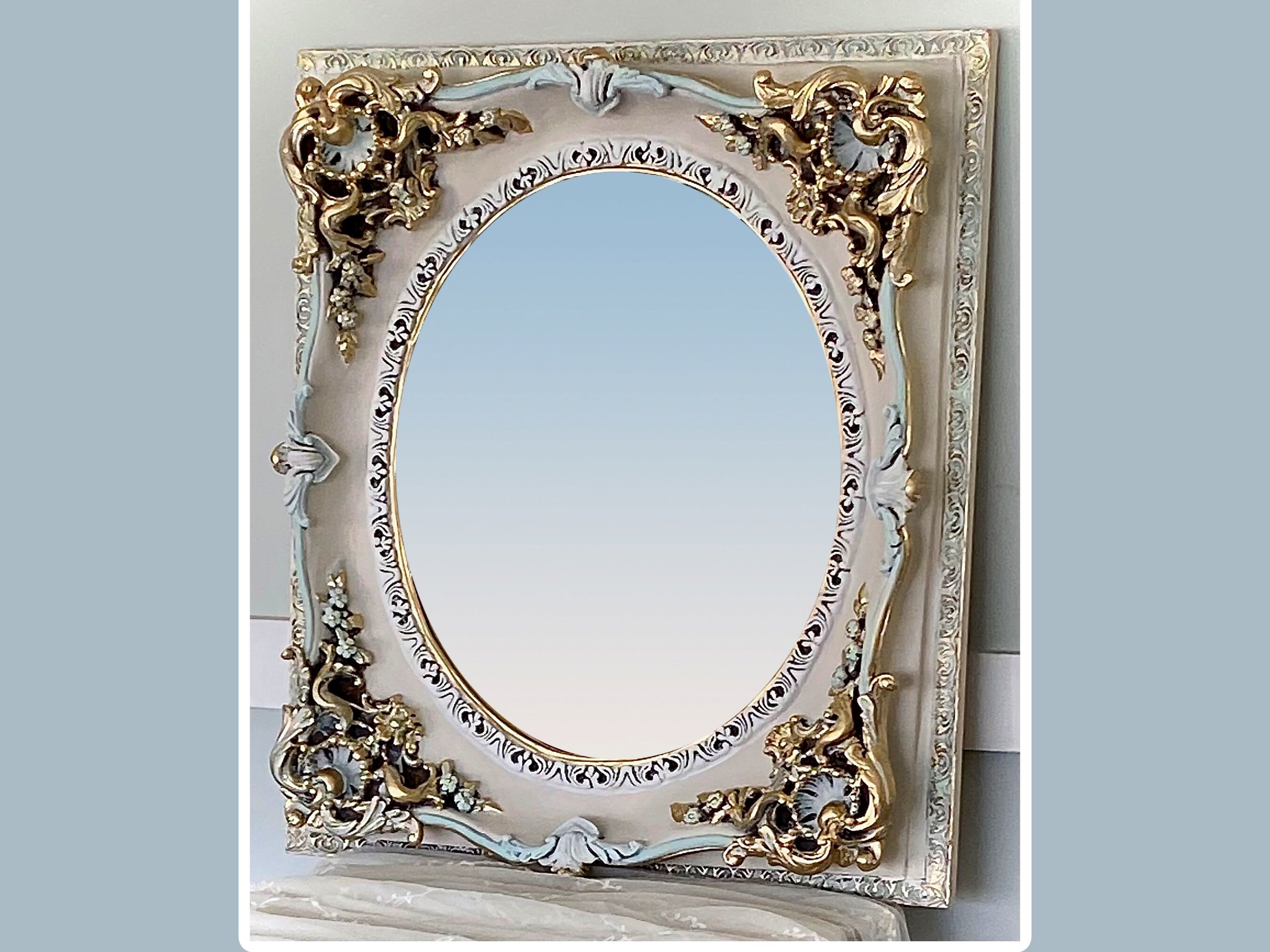 GORGEOUS French Antique Style Mirror Ornate, Heavy, Wood, Glass Mirror ...