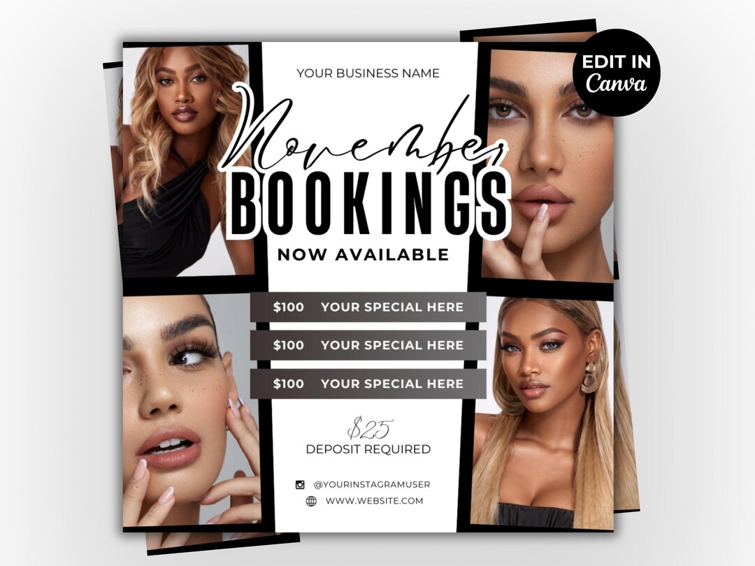 November Booking Flyer DIY Bookings Available Flyer Hair Sale Nail ...