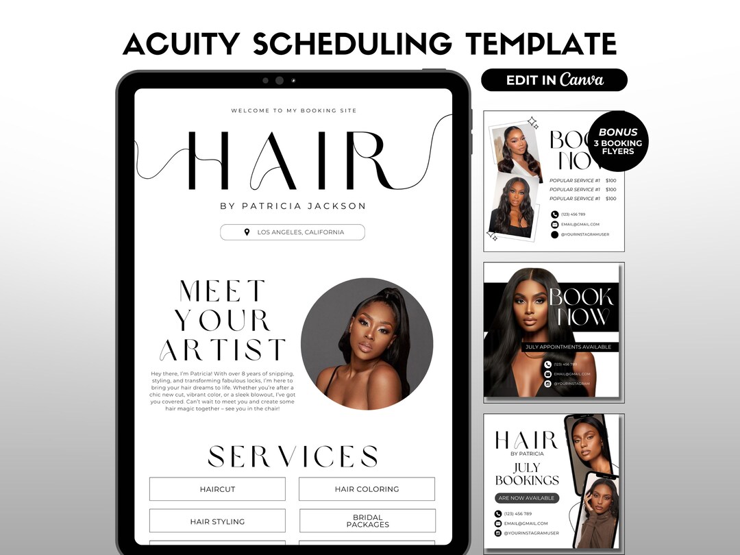 Acuity Scheduling Template Hair Stylist Minimalist Booking Website ...