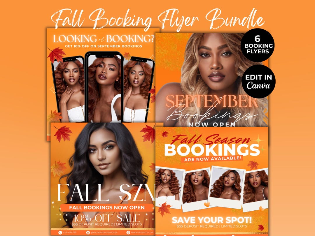 Fall Bookings Flyer Template Bundle Book Now September Books October ...